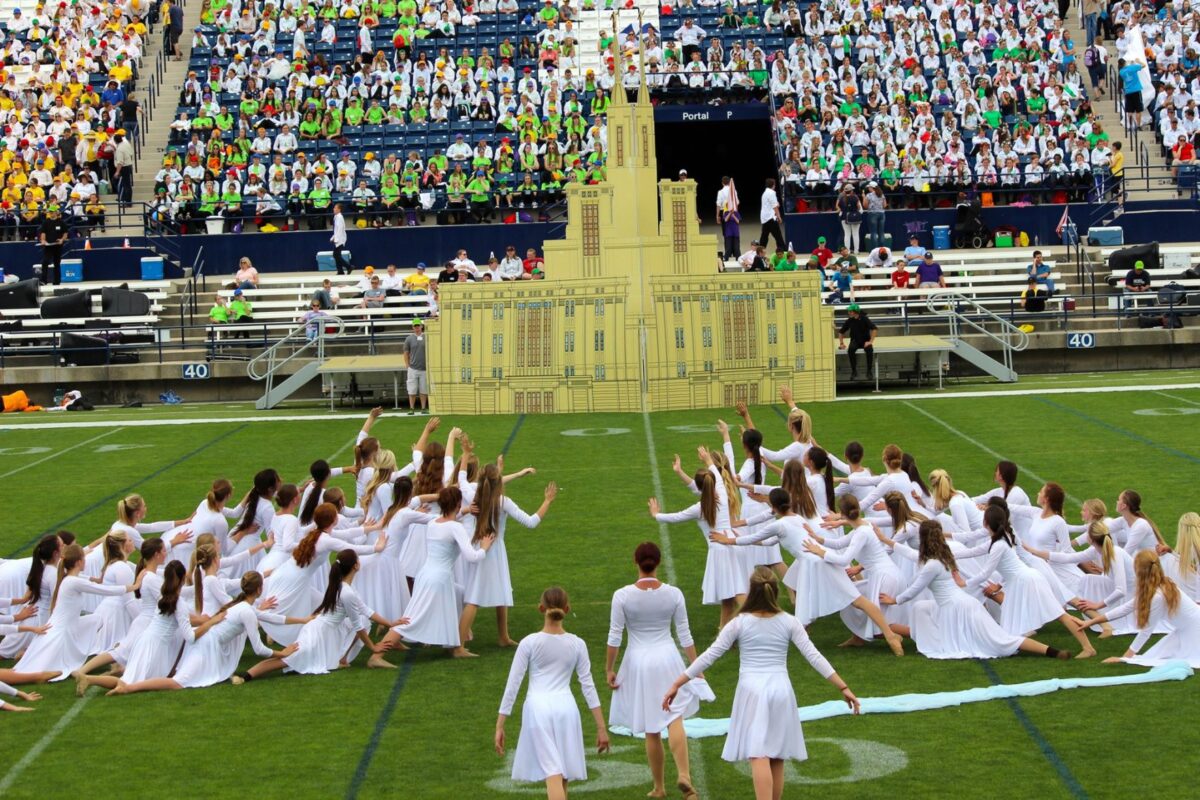 Youth gather at BYU stadium for final temple celebration rehearsal ...